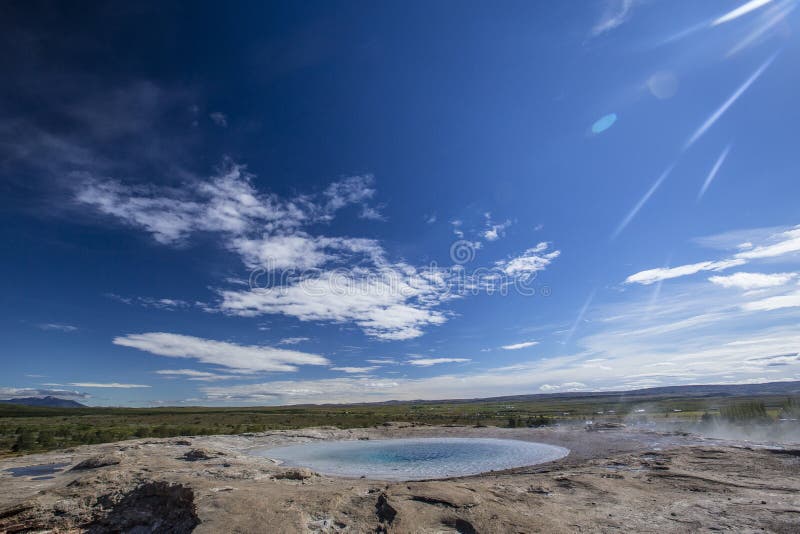 Horizontal Shot of Strokkur Geyser in the Golden Circle in Iceland ...