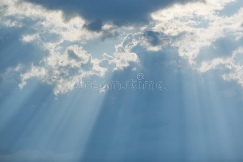 Cloudy Stormy Sky with Sun Ray Breaking through. Stock Photo - Image of ...