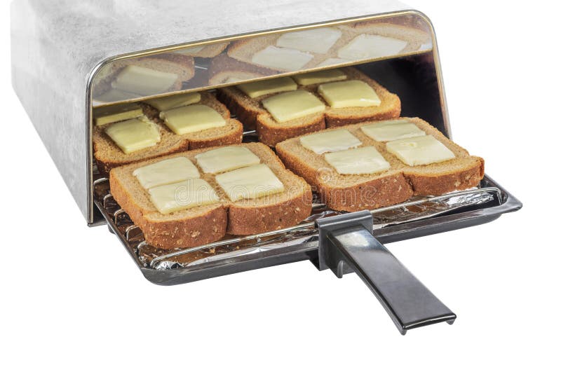 Buttered Wheat Bread Going into the Toaster Stock Photo - Image of ...