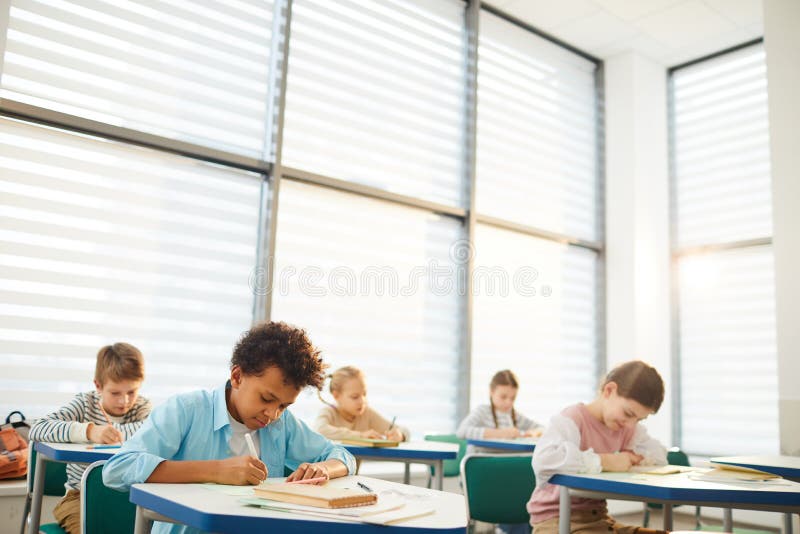Students Working on Lesson stock photo. Image of males - 174864776