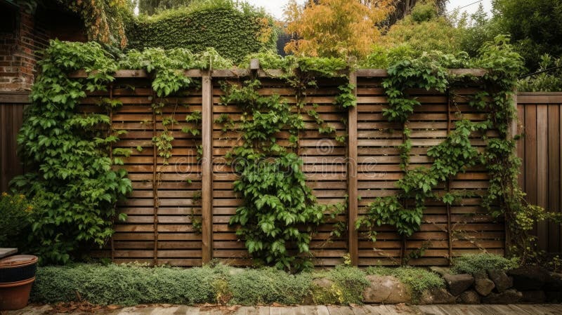 A Horizontal Slatted Fence Featuring only Mature, Vertical-climbing ...