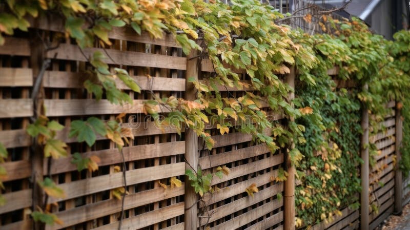 A Horizontal Slatted Fence Featuring only Mature, Vertical-climbing ...