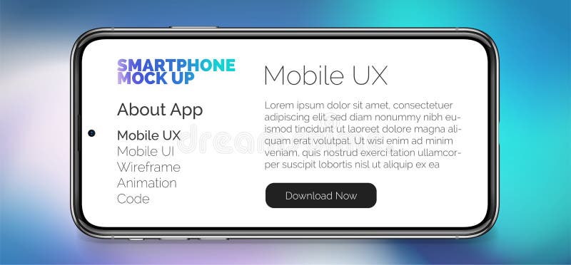 Horizontal Smart Phone Mock Up for Infographics or UI Design Interface ...