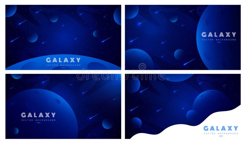 Horizontal Space Background with Abstract Shape and Planets. Web Design ...