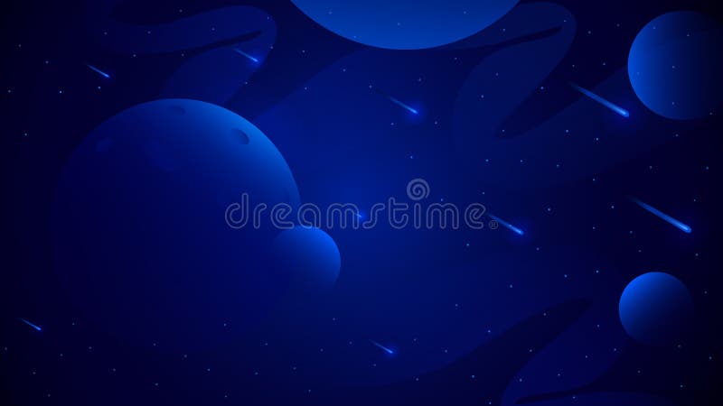Horizontal Space Background with Abstract Shape and Planets. Web Design ...