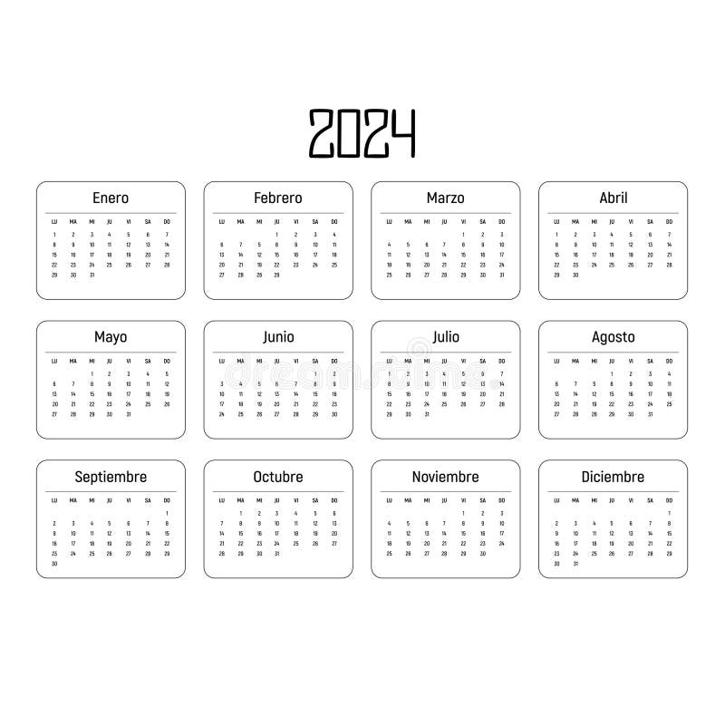 Black Calendar Horizontal Spanish Stock Illustrations – 180 Black ...