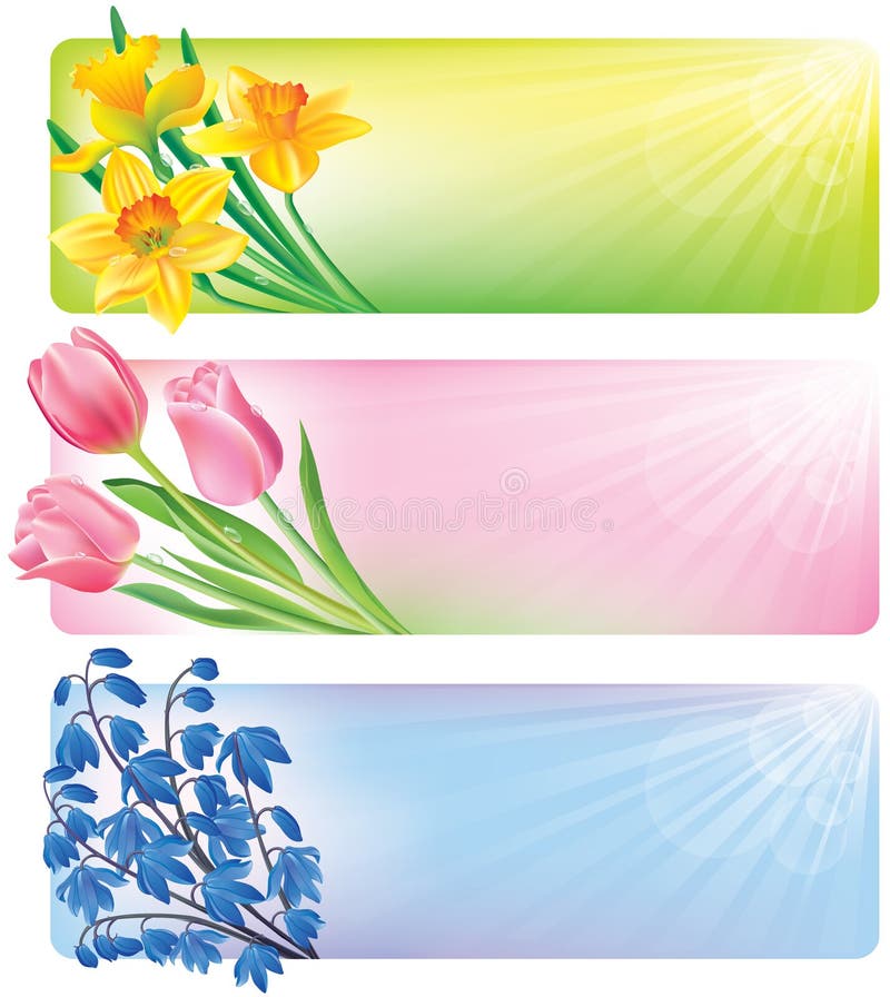 Horizontal Spring Banners of Flowers Stock Vector - Illustration of ...