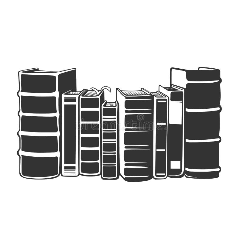 Horizontal Stack of Books in Monochrome Style. Vector Illustration ...