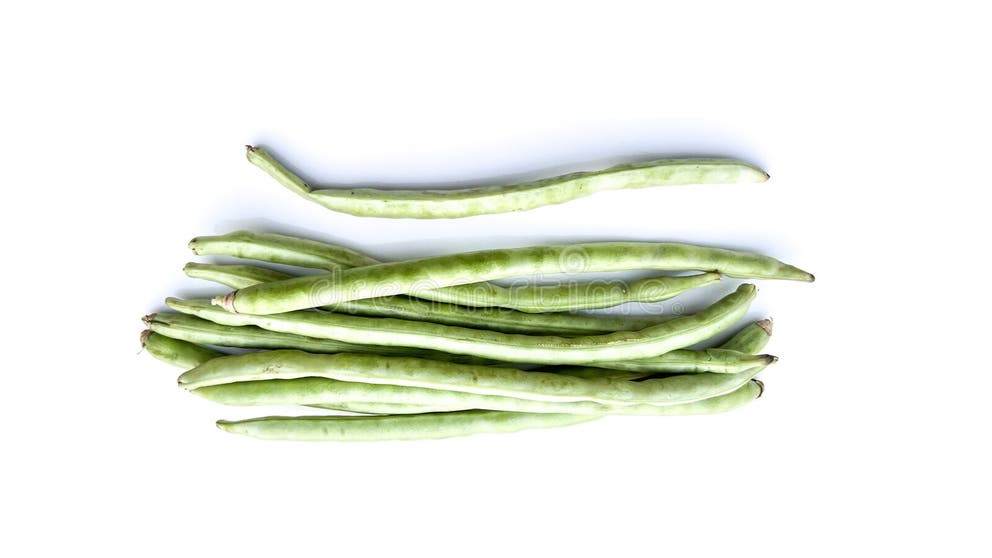 Horizontal Stack of Long Green Beans Isolated on White Stock Image ...