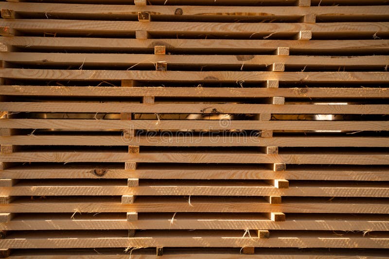 Horizontal Stack of Timber Boards with Strong Shadows and Light Texture ...