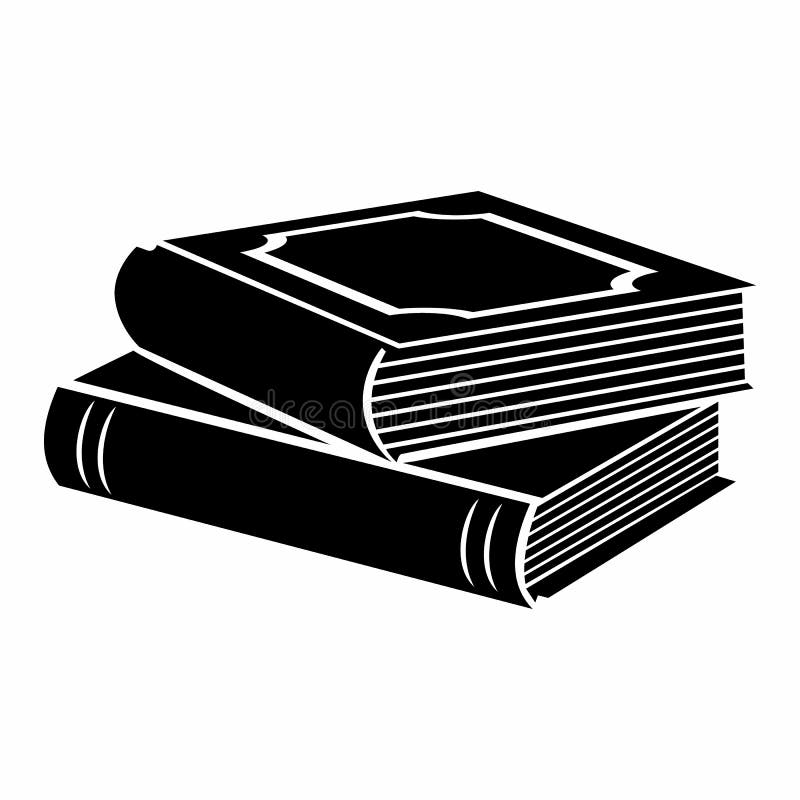 Horizontal Stack of Two Books Black Simple Icon Stock Illustration ...