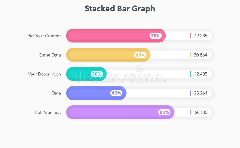 Horizontal Stacked Bar Graph Template with Five Colorful Options Stock ...