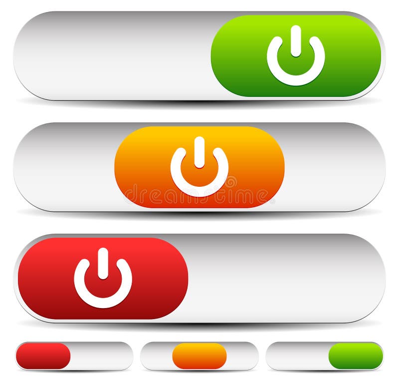 3 State Slider Buttons - Power Off, Standby, Power on Buttons Stock ...