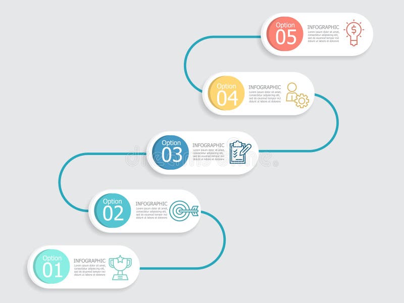 Horizontal Steps Timeline Infographic Presentation Element Report ...