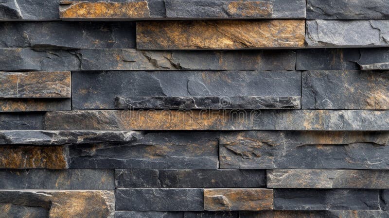 Horizontal Stone Wall Texture with Black and Gold Hues in Natural Light ...
