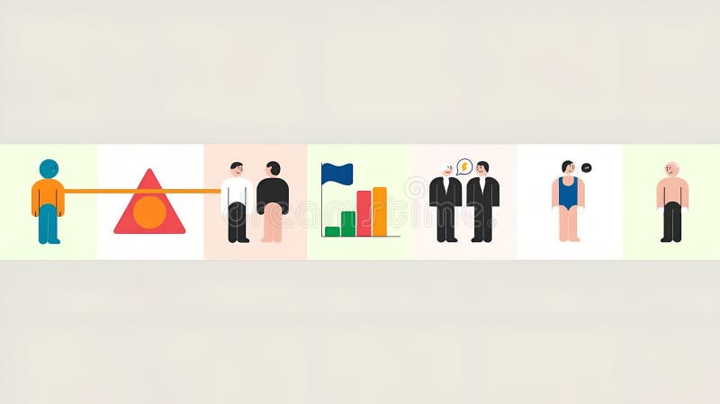 A Horizontal Strip of Nine Individual Illustrations, Each Depicting ...