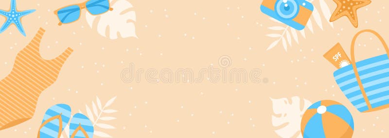 Horizontal Summer Background with Tropical Leaves and Flowers Stock ...