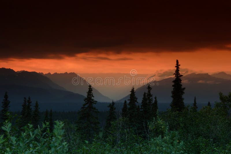 Sunset in Alaska stock image. Image of snow, mountain, cruise - 669789