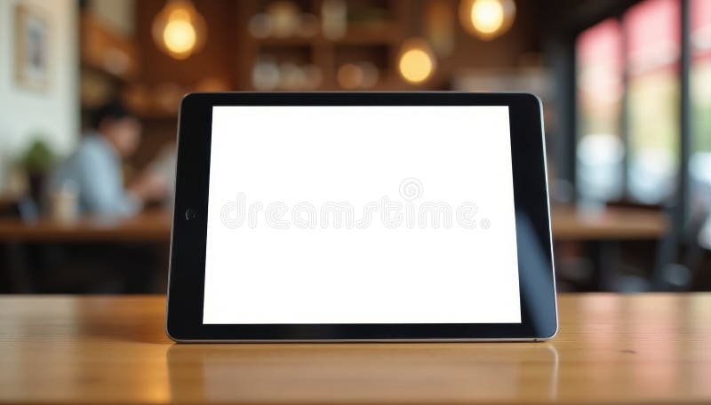 Horizontal Tablet Mockup, Blank Screen, Cafe Background, Device, Modern ...