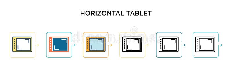 Horizontal Tablet Vector Icon in 6 Different Modern Styles. Black, Two ...