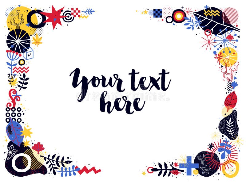 Horizontal Text Frame Template with Floral and Abstract Elements. Can ...