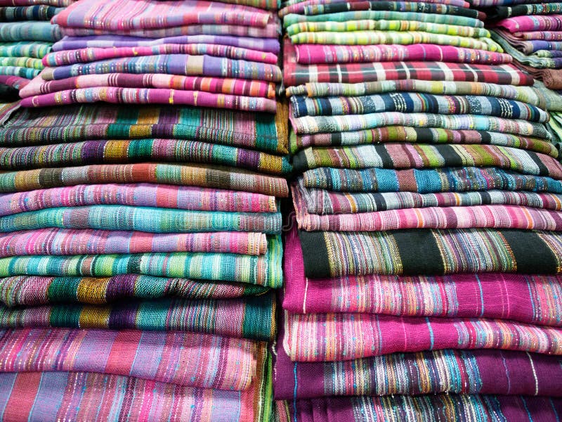 Multi-colored Textiles with an Oriental Accent. Stock Image - Image of ...