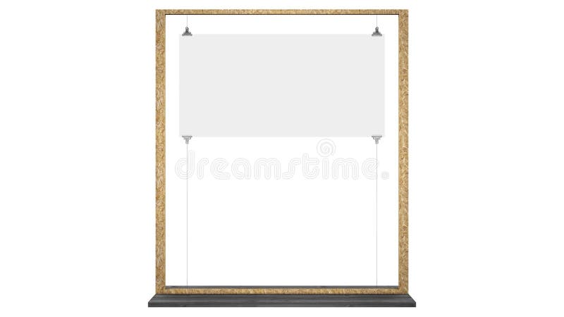 Horizontal Thin Poster Display with Wood Frame Mockup Stock Image ...