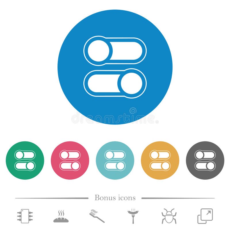 Horizontal Toggle Switches Outline Flat Icons On Color Rounded Square