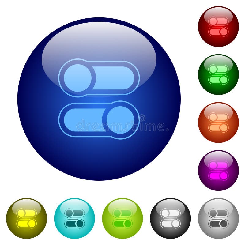 Horizontal Toggle Switches Alternate Color Glass Buttons Stock Vector
