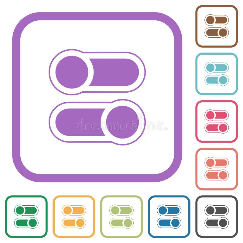Horizontal Toggle Switches Outline Vivid Colored Flat Icons Stock