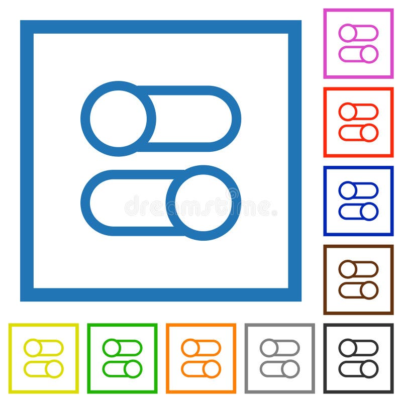 Horizontal Toggle Switches Outline Flat Icons On Color Rounded Square