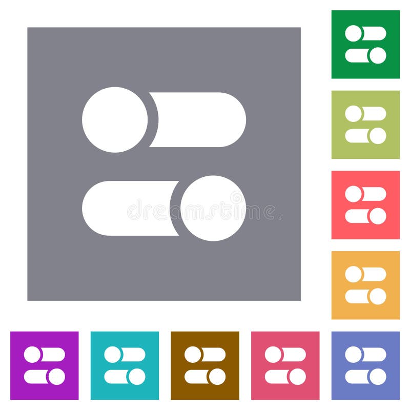 Horizontal Toggle Switches Outline Vivid Colored Flat Icons Stock