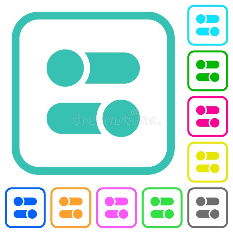 Horizontal Toggle Switches Solid Vivid Colored Flat Icons Stock Vector ...