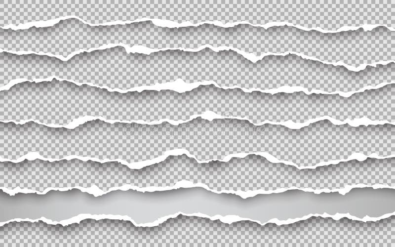Horizontal Torn Paper Edge. Ripped Squared Horizontal White Paper ...