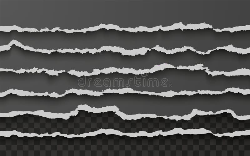 Horizontal Torn Paper Edge. Ripped Squared Horizontal White Paper ...