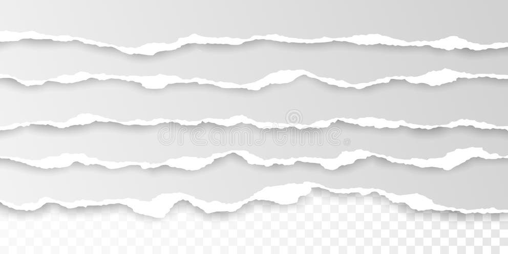 Horizontal Torn Paper Edge. Ripped Squared Horizontal White Paper ...