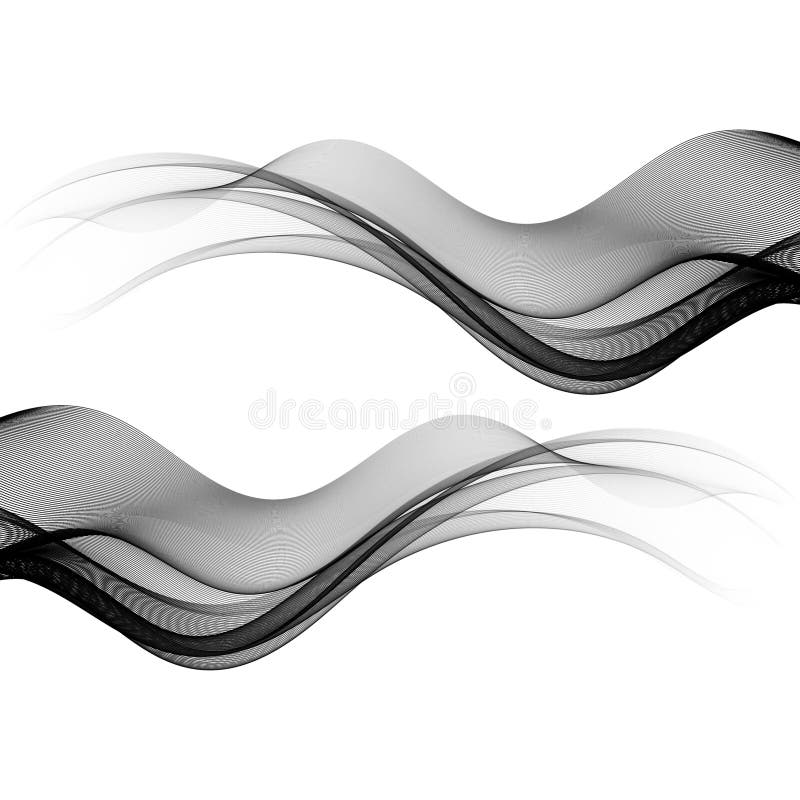 Horizontal Transparent Gray Waves on a White Background, Design Element ...