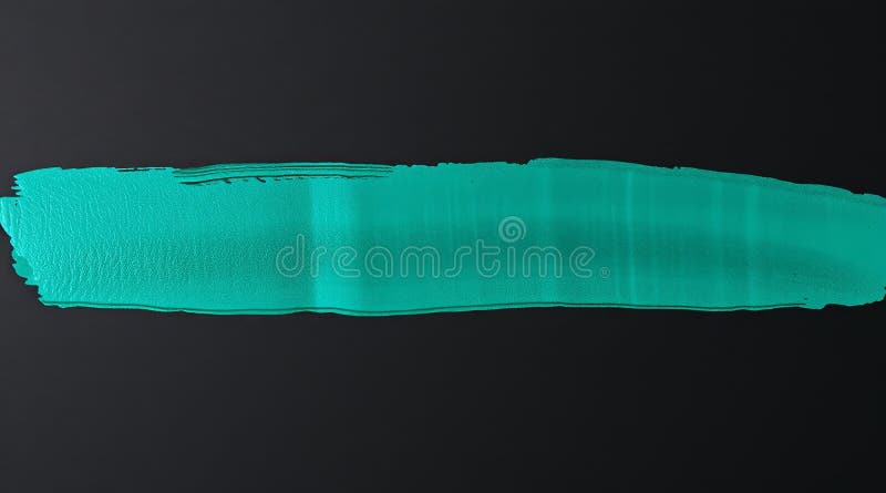 Horizontal Turquoise Brushstroke on Black Background, Showing a Smooth ...