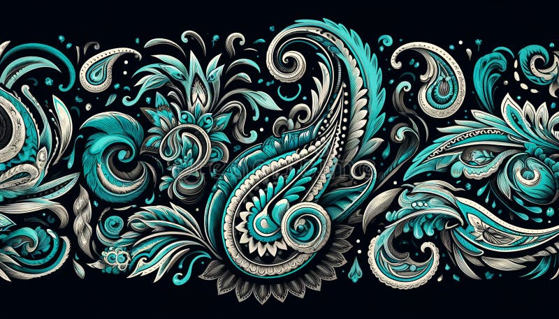 Turquoise Paisley Stock Illustrations – 10,208 Turquoise Paisley Stock ...