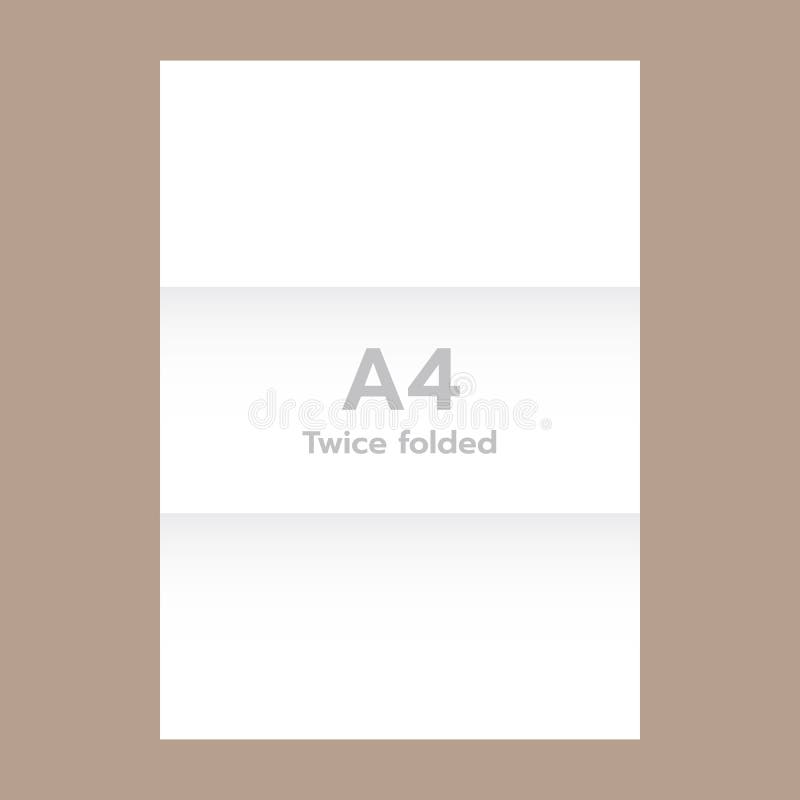 Horizontal Twice Folded A4 Paper Mockup Realistic Style Stock Vector