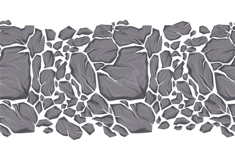 Horizontal Vector Seamless Border with Broken Stones Isolated from ...