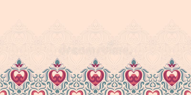 Horizontal Vector Seamless Pattern Red Love Heart Valentine ...