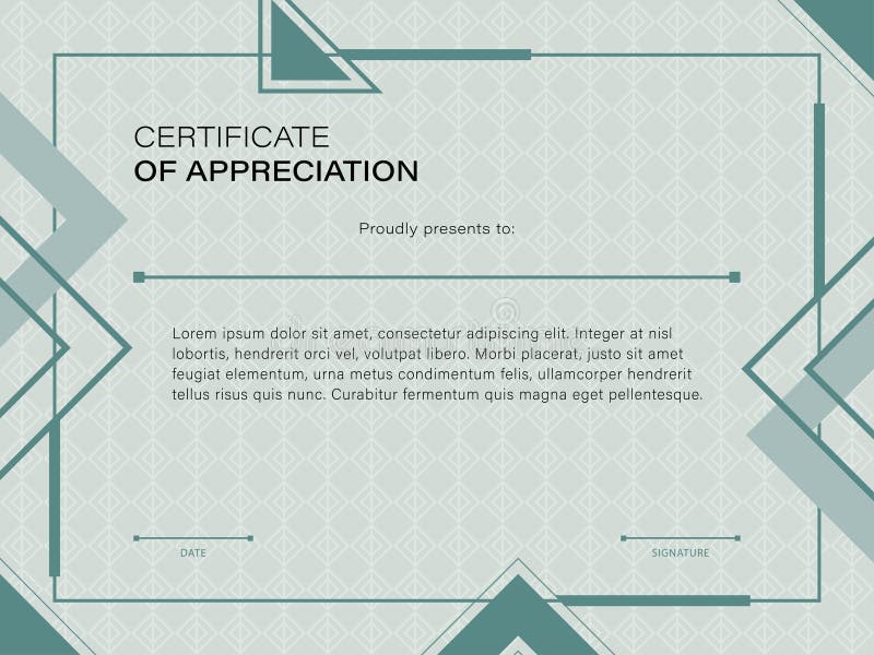 Horizontal Vector Template of Certificate, Diploma in Neutral Green ...