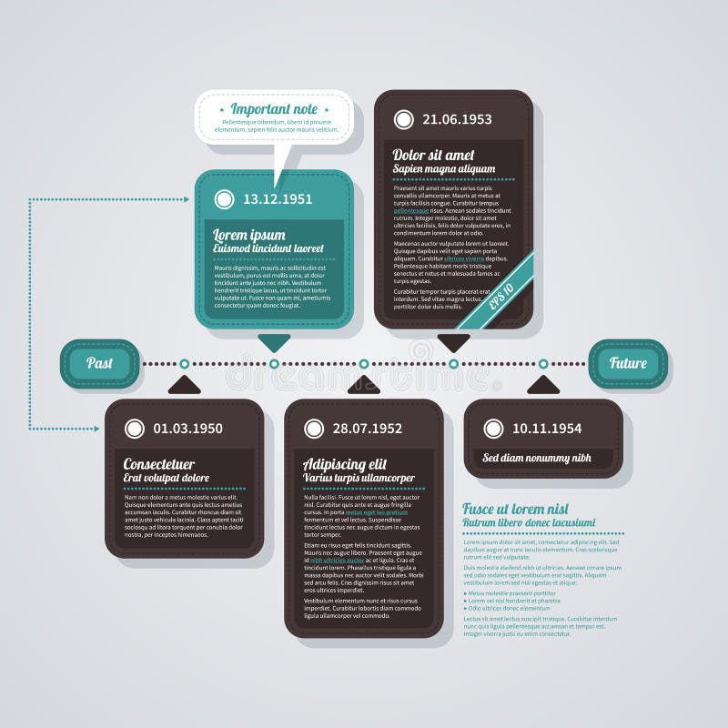 Horizontal Vector Timeline in Retro Style. EPS10. Stock Vector ...