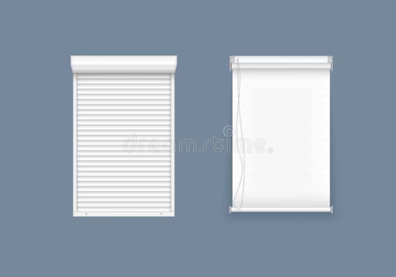Horizontal, Vertical Closed, Open Roller Blind for Window. Stock ...