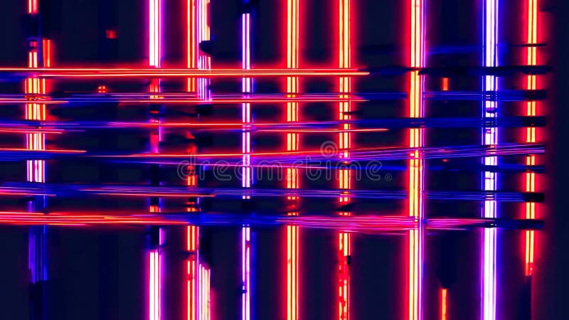 Horizontal and Vertical Glowing Neon Lights Intersect, Creating a ...
