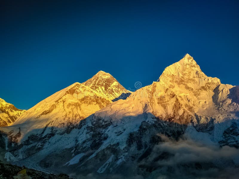 Horizontal View of Beautiful Snowy Mountains with Bright Sunlight on ...