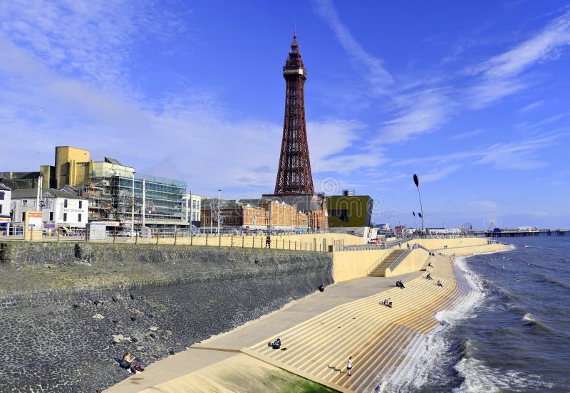 Horizontal View of Blackpool Tower and Seafront in Blackpool on a Sunny ...