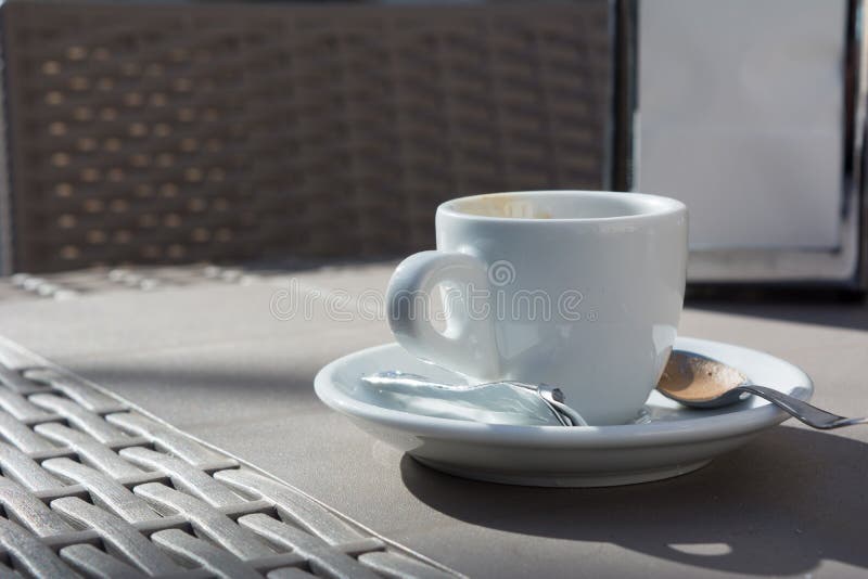 Horizontal View of Close Up of a Cup of Coffee on the Table of a Stock ...