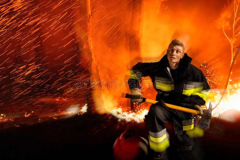 The Firefighter is Powerless in Extinguishing Aggressive Flame, Being ...